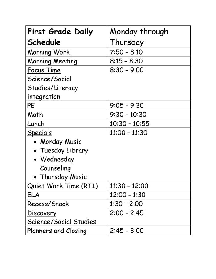 Class Schedule Class Schedule